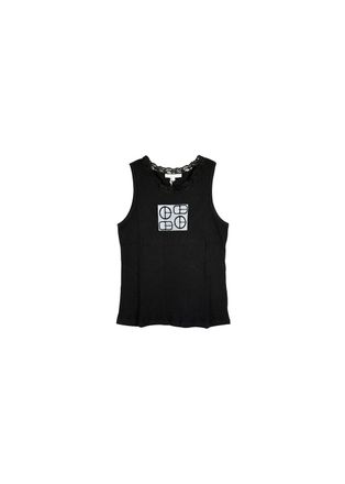 AlexaChung Black ribbed jersey lace trimmed camisole Size XL