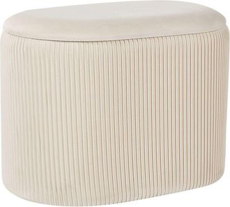 Beliani Pouf Glamour en Velours Rembourr&eacute; avec Rangement Beige Clair Richland