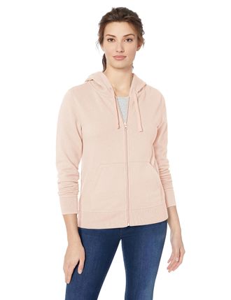 Amazon Essentials Damen Fleece-Hoodie mit durchgehendem Rei&szlig;verschluss (in &Uuml;bergr&ouml;&szlig;e erh&auml;ltlich), Hellrosa, L
