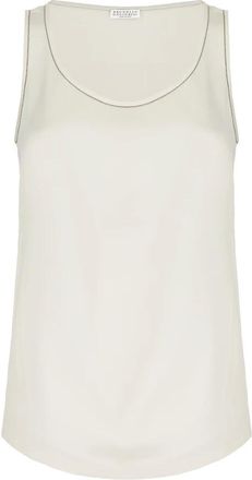 Brunello Cucinelli Femme, Tops, Blanc, Taille: 42 FR Silk Top
