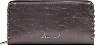 Desigual Femme, Accessoires, Brun, Taille: ONE Size Portefeuille marron avec bouton crochet et compartiments