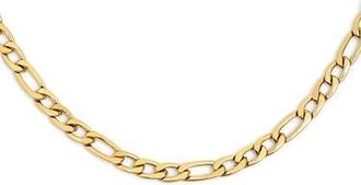 Singularu Collier Figaro. Acier avec Finition Plaqu&eacute; Or 18Kt. Cha&icirc;ne &agrave; Maillons. Longueur 50 cm + 5 cm dExtension. Bijoux pour Femme