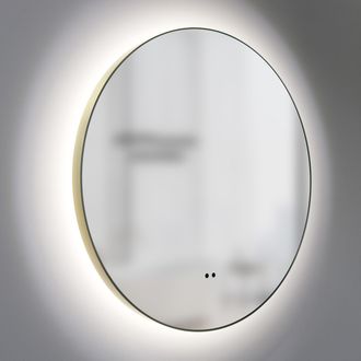 Talos LED Badspiegel Rund CESA Shine in matt Gold &Oslash;60 cm - umlaufendes hinterleuchtetes Raumlicht in Neutralwei&szlig; - feuchtraumgeeignet durch Aluminiumrahmen
