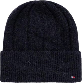 Tommy Hilfiger Femme, Accessoires, Bleu, Taille: ONE Size Flag Fluffy Beanie