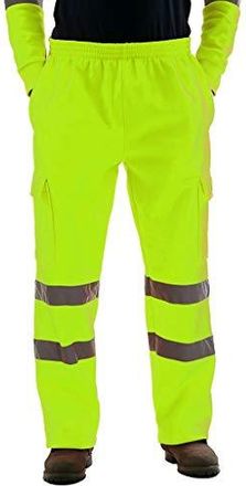 Generic Pantalon haute visibilité pour homme - Léger - Réfléchissant - Taille élastique - Pantalon de jogging avec poches - Pantalon de fitness durable - Pant