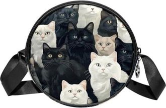 Generic Circle Sac &agrave; bandouli&egrave;re pour femme, petit sac &agrave; bandouli&egrave;re avec fermeture &eacute;clair et bretelles r&eacute;glables, sac &agrave; main rond d&eacute;contract&eacute; pour femmes et 