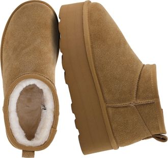 Cushionaire Damen Hippy Plateaustiefel aus echtem Wildleder + Memory Foam, Kastanie, 39 EU