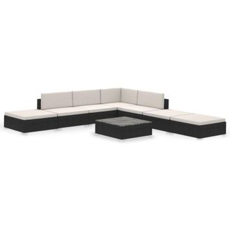 vidaXL Vidaxl - Salon de jardin 8 pcs avec coussins r&eacute;sine tress&eacute;e noir