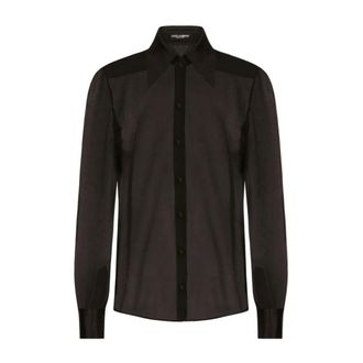 Dolce & Gabbana Femme, Blouses et Chemises, Noir, Taille: 38 FR Chemise en mousseline de soie