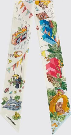 Ferragamo Jungle Party Bandeau-Seidenschal mit tropischem Print
