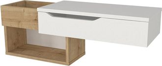 Vente-Unique Wandkonsole h&auml;ngend mit 1 Schublade & 2 Ablagef&auml;chern - Holzfarben & Wei&szlig; - DAREKA