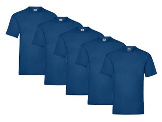 Fruit Of The Loom 5 T-Shirts Valueweight S M L XL XXL XXXL 3XL Diverse Farbsets ausw&auml;hlbar, 5X Navy + 1 HL Kauf Notizblock, Gr&ouml;&szlig;e 4XL
