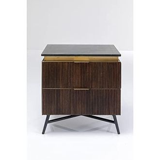 Kare Design Design Kommode Klein Catalina, Braun, Holzkommode, Schubladenschrank, Gestell aus Stahl, Korpus aus massivem Mangoholz, Platte aus Mineral-Marmor, mit