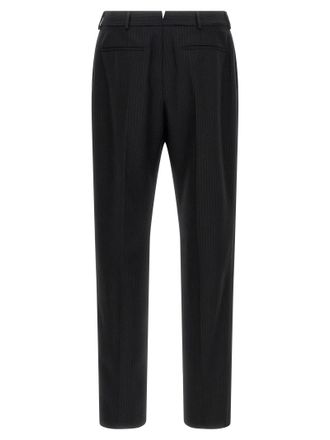 Saint Laurent Pinstriped Wool Trousers - Black
