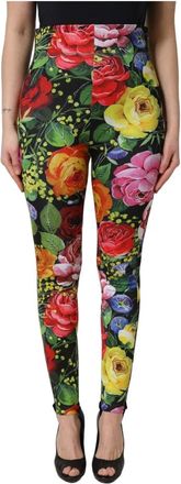Dolce & Gabbana Femme, Pantalons, Multicolore, Taille: 42 FR Leggings en jersey stretch &agrave; imprim&eacute; floral