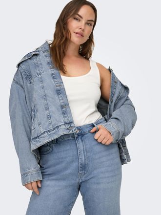 Only Carmakoma Jeansjacke ONLY CARMAKOMA CAROCEAN L/S OVERSIZE JKT DNM NOOS, Damen, Gr. 46, blau (light blau denim), Denim/Jeans, Obermaterial: 100% Baumwolle, unifa
