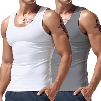 Generic Lot de 2 d&eacute;bardeurs pour homme - Couleur unie - Sans manches - S&eacute;chage rapide - Respirant - Pour la course &agrave; pied, la gym - Sans manches, e, 3XL