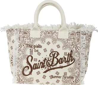 MC2 Saint Barth Femme, Sacs, Multicolore, Taille: ONE Size Sac bandouli&egrave;re en toile &agrave; franges avec logo