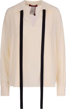 Max Mara Femme, Blouses et Chemises, Beige, Taille: 36 FR Blouse en soie avec papillon