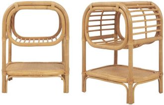 Sweeek Sweeek - Lot de 2 tables de chevet rotin naturel courbé 1 étagère 1 niche l 40 x p 30 x h 50cm - Serang
