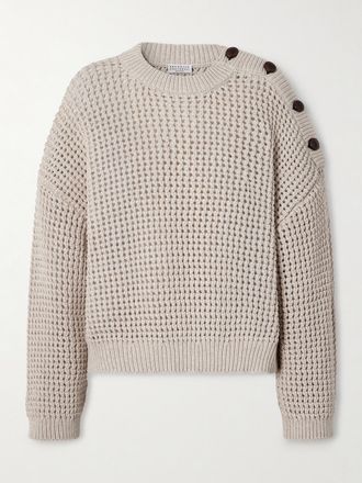 Brunello Cucinelli Lochstrickpullover Aus Einer Baumwollmischung - Neutral