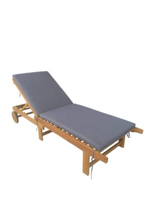 ambia GARDEN Gartenliege, Grau, Akazie, Holz, Textil, Akazie, massiv, F&uuml;llung: Polyester, 186x32x70 cm, FSC 100%, Auflage, wetterfest, R&uuml;ckenlehne verstellbar, Gar