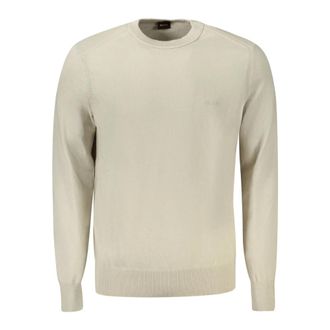 HUGO BOSS Homme, Pulls, Beige, Taille: S Pull Beige à Manches Longues Brodé
