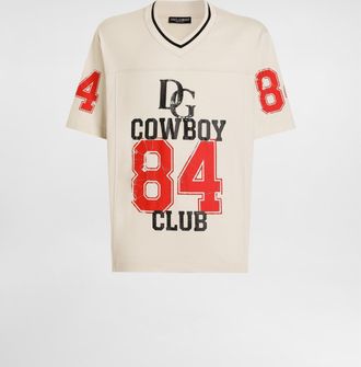 Dolce & Gabbana Cotton T-shirt With Print - Mann T-shirts Und Polos Beige 54