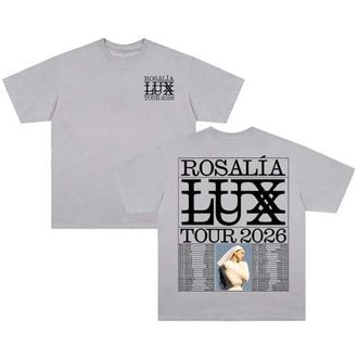 Generic Rosalia Lux Tour 2026 T-shirt unisexe col rond à manches courtes en coton pour homme et femme, gris, 3XL