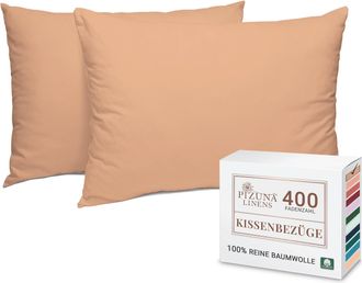 Pizuna Luxuri&ouml;ser Soft-Satin 2er Pack Kissenbezug 50 x 75 cm Pfirsich, 400 Fadenzahl Baumwolle Quadratisch Kissenbez&uuml;ge, 100% Langstapel Baumwolle Nur Kissen