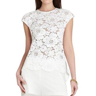 Max Azria White Lace-Front Shanine Top Size S