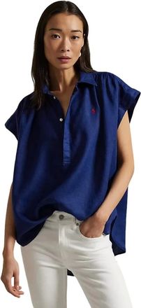 Ralph Lauren Femme, Tops, Bleu, Taille: 40 FR Chemise en lin &agrave; enfiler