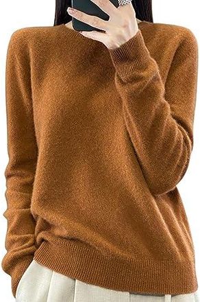 ORANDESIGNE Pull en Laine Femme Mode Chaud Col Rond Chandail Couleur Unie Manches Longues Sweater Pullover Pull D&eacute;contract&eacute; Tricot&eacute; Hauts Doux Chandail Blouse Top