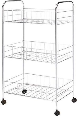Premier Housewares Rollwagen für die Küche 3 Ebenen 63x36x25 cm Silber, 25x36x64