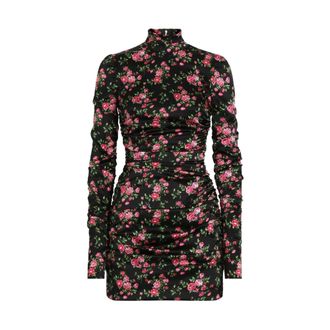 Dolce & Gabbana Femme, Robes, Multicolore, Taille: 36 FR Robe longue en satin imprim&eacute;e de petits bouquets de roses