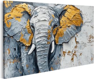 Islandburner Bild auf Leinwand Metallischer Grau und Gold Elefant Gemälde Bilder Wandbilder Poster