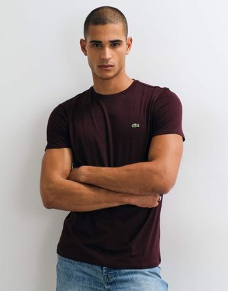 Lacoste t-shirt &agrave; manches courtes avec logo bordeaux-Rouge