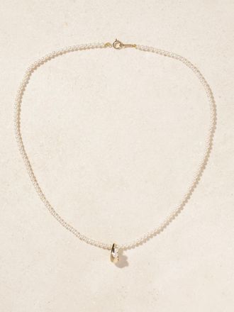 Mizuki Kette Mit Perlen, Diamant Und Details Aus 14 Karat Gold - Weiß