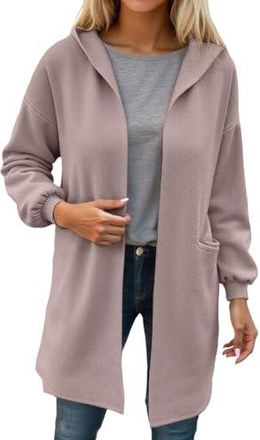 Generico Manteau dhiver à manches longues avec ouverture sur le devant, doux et chaud, pour femme, violet, 3XL