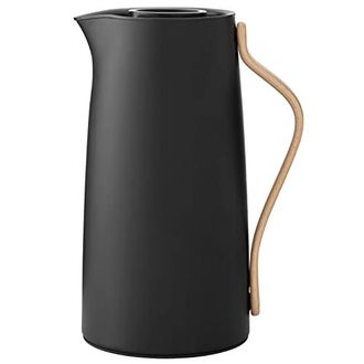Stelton Emma Pichet Isotherme &agrave; caf&eacute; en Acier Inoxydable, Double paroi isol&eacute;e, avec poign&eacute;e en Bois de h&ecirc;tre, Couvercle Easy-Click, 1,2 l, Finition Brillante,