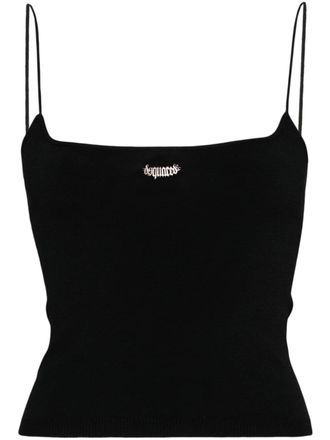 Dsquared2 haut crop en maille à plaque logo - Noir