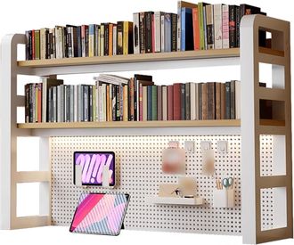 Generic Tischregal, Perforiertes Brett Schichtweise Lagerung Verdicktes Kohlenstoffstahl, Desk Shelf Geeignet für Wohnheim Haus Büro(Brown,120x25x130)