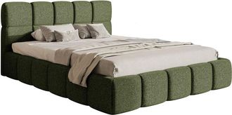 Selsey Selsey CLOUDY - Bett mit Polsterrahmen, Chenille-Bezug in Olivgr&uuml;n, 180 cm