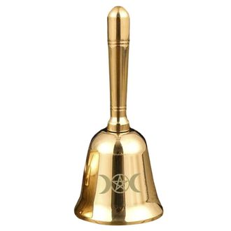 Pretyzoom Massive Messing Altarglocke Mit Pentagramm-dekor Handgefertigte Wiccan Ritualglocke Stabile Polierte Handglocke Mit Rutschfestem Boden F&uuml;r Meditation 