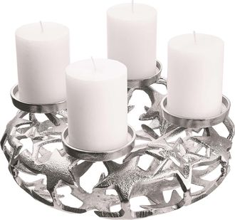 Butlers Adventskranz Sterne &Oslash;30cm Aluminium Advent | moderner Kerzenst&auml;nder f&uuml;r Weihnachten | runder Metallkranz | stilvolle Tischdeko f&uuml;r die Adventszeit
