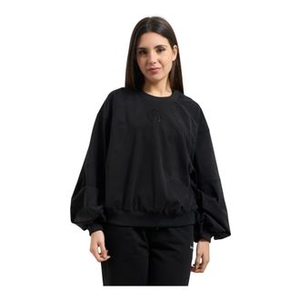 Guess Femme, Sweatshirts et sweats &agrave; capuche, Noir, Taille: 38 FR Puff Sleeve Mini 4G Logo SweaT-shirt