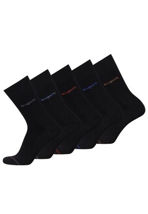 Bugatti Herren Socken - 5er Box Baumwollsocken für Alltag und Freizeit - 5 Paar Herren-Socken 43-46 in black