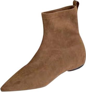 Generic Bottines &agrave; talon bas en faux daim pour femme - Bout pointu - &Eacute;l&eacute;gantes - Polyvalentes - Couleur unie - D&eacute;contract&eacute;es et confortables - &Agrave; enfiler - Pou