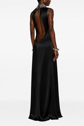 Alexander McQueen Crystal-Embellished Mock-Neck Dress - Black