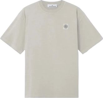 Stone Island Homme, Tops, Gris, Taille: 2XL T-shirt en jersey de coton peign&eacute;